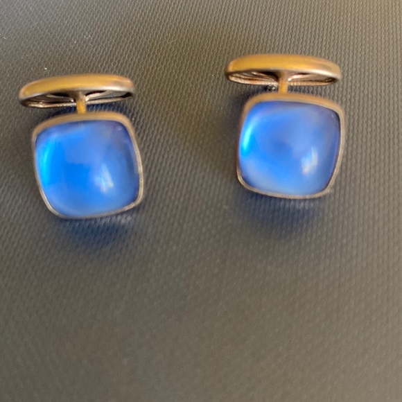 Accessories | Vintage Square Domed Blue Center Lucite Gold Tone Angled ...